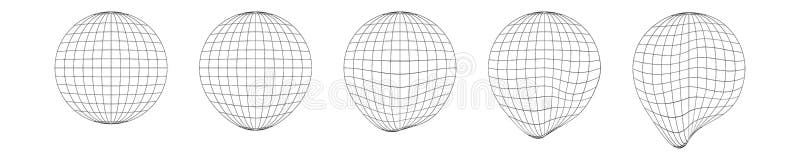 Process of Globe Melting. Set of Deflated Sphere Icons Stock Vector ...