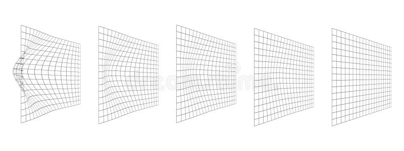 Process of Grid Distortion. Set of Mesh Warped Textures. Net with ...
