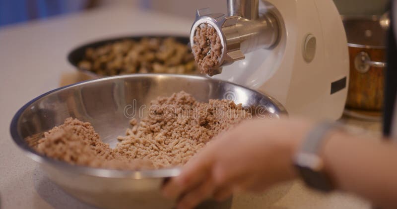 Process of Grinding Meat in Electric Mincer Stock Photo - Image of ...