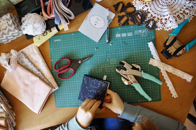 Handmade Creating of the Diary from Special Scrapbooking Paper Stock ...