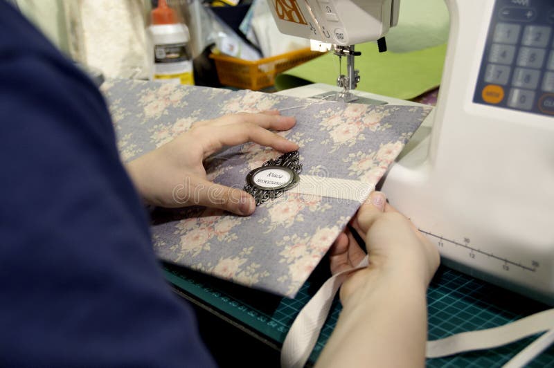 Handmade Creating of the Diary from Special Scrapbooking Paper Stock ...