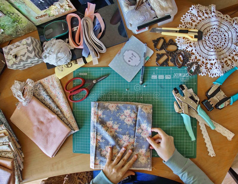 Handmade Creating of the Diary from Special Scrapbooking Paper Stock ...