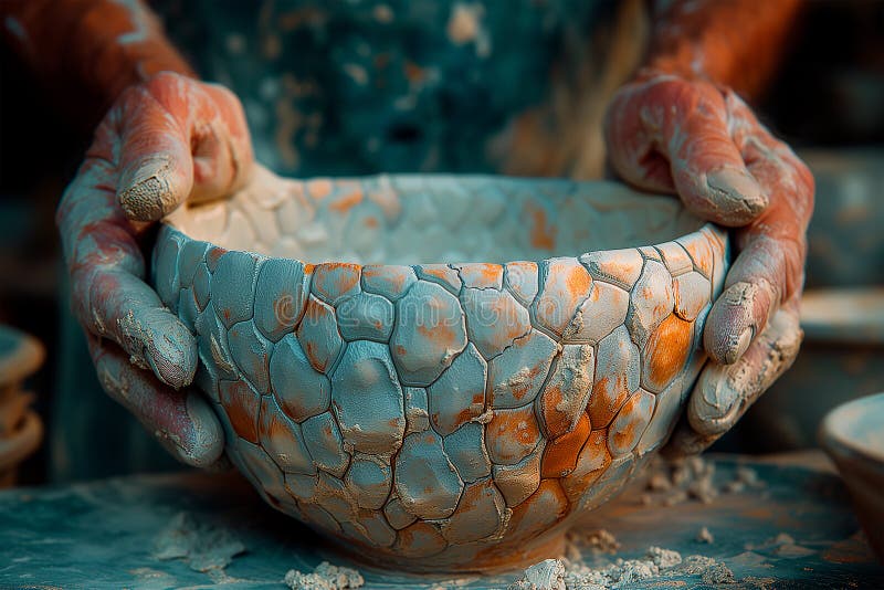 Process of Hands Delicate Shaping Ceramic Bowl, Handcrafting Pottery ...