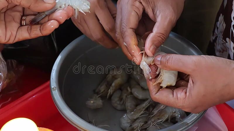 Process of Hands Peel Shrimps Shell. Stock Footage - Video of human ...