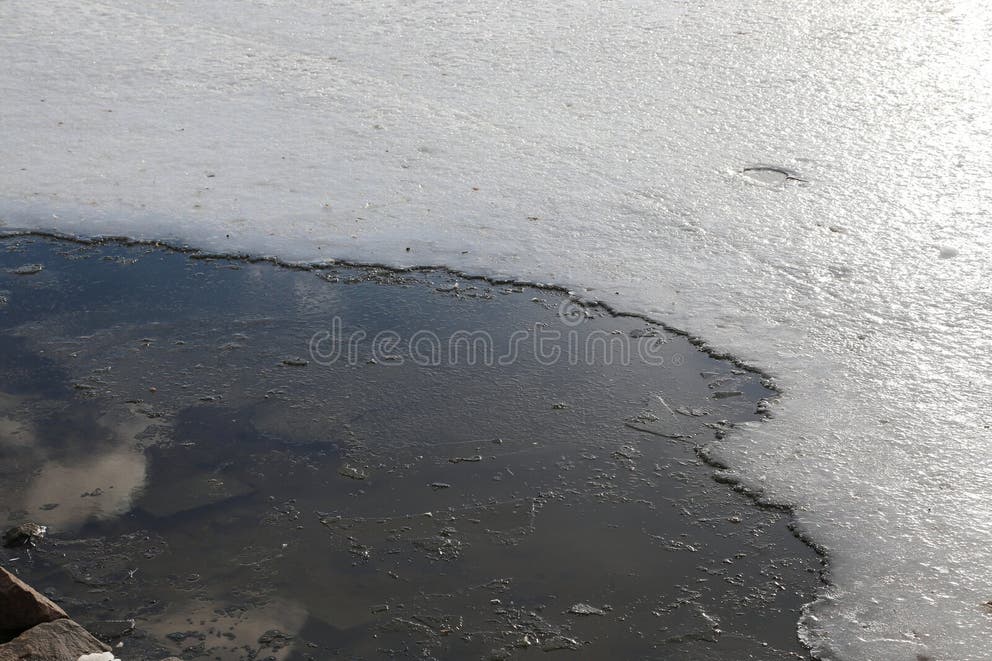 The Process of Ice Melting before a Flood. Stock Photo - Image of ...