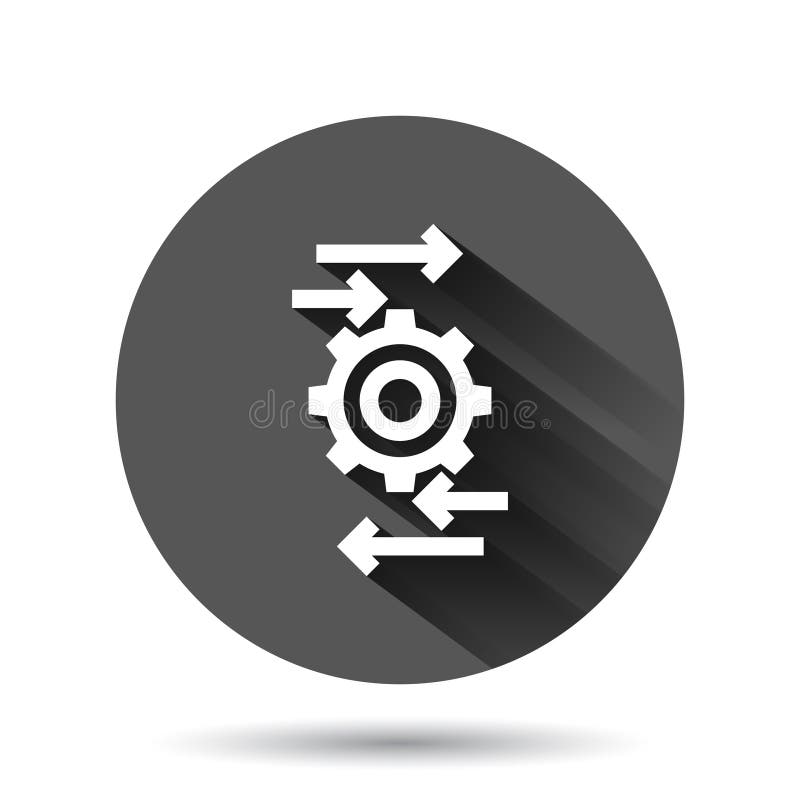 Process Icon in Flat Style. Arrow and Gear Vector Illustration on Black ...