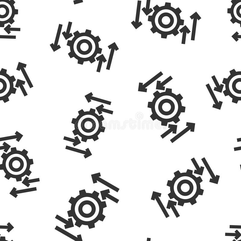 Process Icon in Flat Style. Arrow and Gear Vector Illustration on White ...