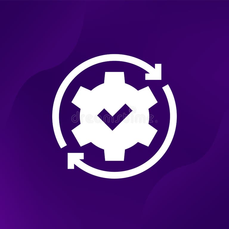 Process Icon with Tick and Gear Stock Vector - Illustration of check ...