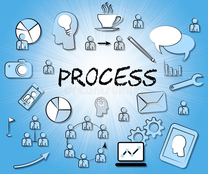 Process Icons Means Undertaking Task and Processing Stock Illustration ...