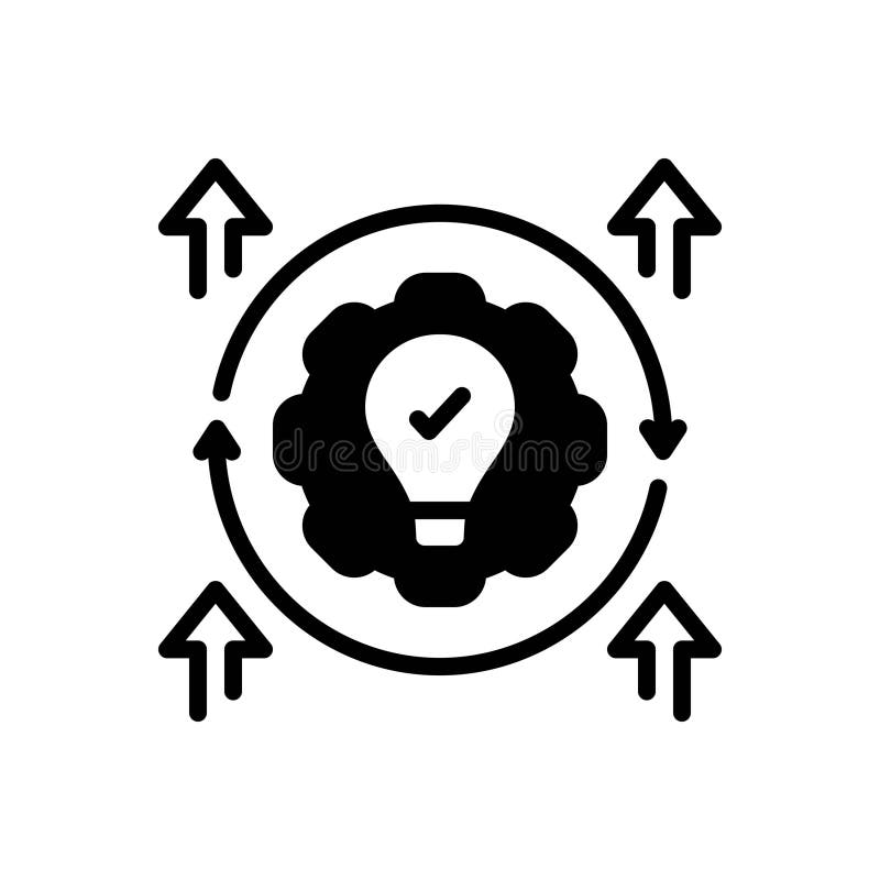 Black Solid Icon for Process Improvement, Process and Workflow Stock ...