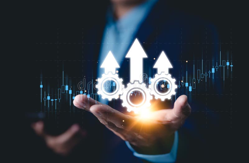 Process Improvement and Productivity Growth Concept. a Businessman ...