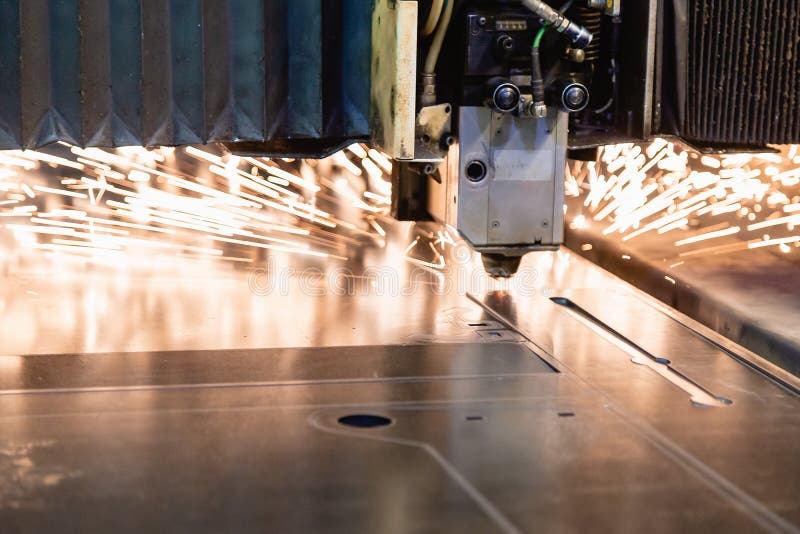 Process of Industrial Laser Cutting of Sheet Metal Stock Image - Image ...