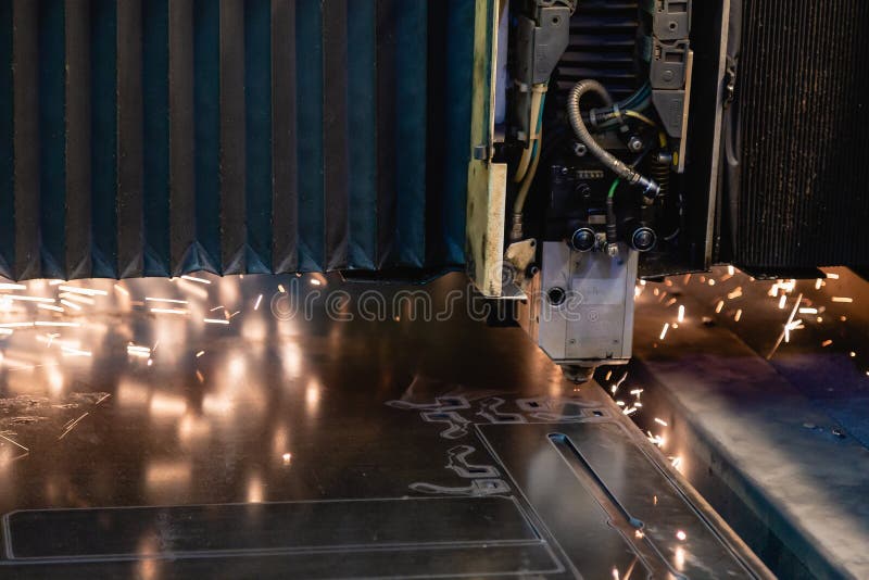 Process of Industrial Laser Cutting of Sheet Metal Stock Image - Image ...
