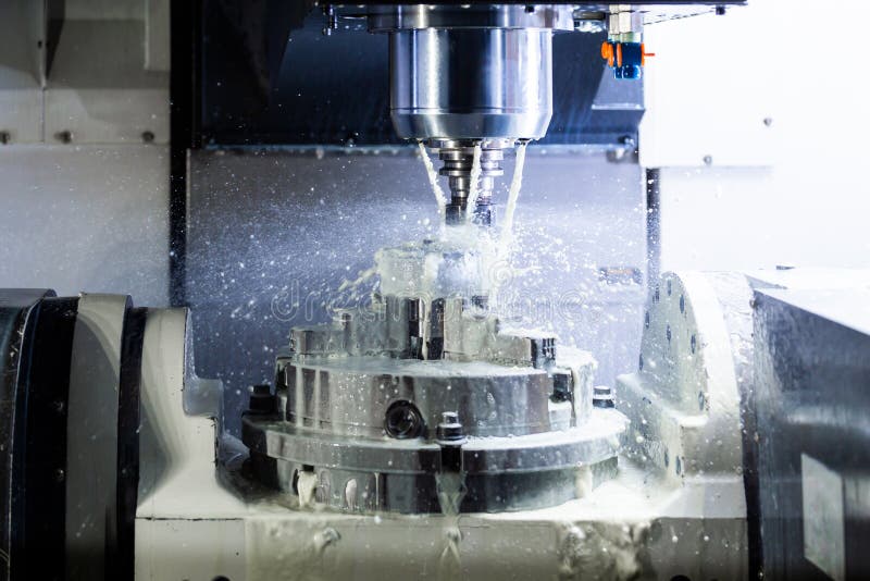 A Process of Industrial Wet Milling in 5-axis Cnc Machine with Coolant ...