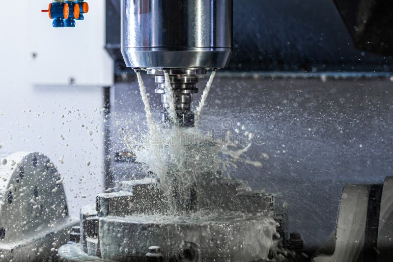 A Process of Industrial Wet Milling in 5-axis Cnc Machine with Coolant ...