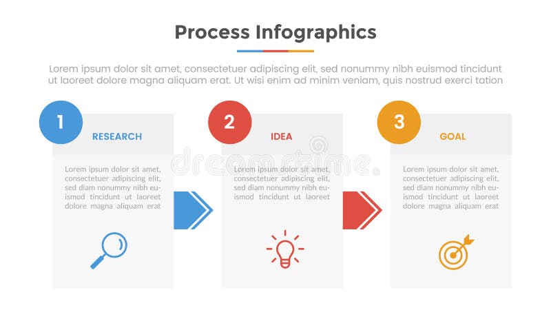 Process Infographic with 3 List Point and Modern Flat Style Template ...