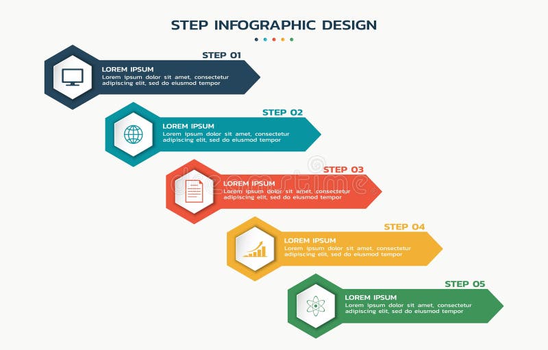 Business Infographic Template with Hexagons and Text Boxes. Four Steps ... Business Infographic Template with Hexagons and Text Boxes. Four Steps ...