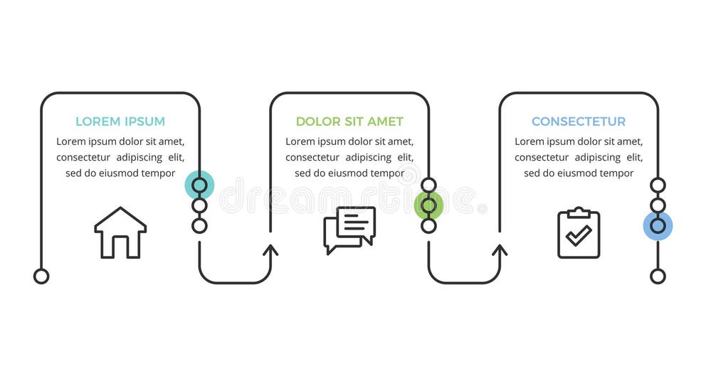 Process Infographic with Three Steps Stock Vector - Illustration of ...