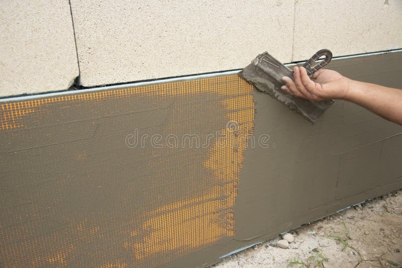 Fiberglass Mesh Reinforcement Stock Photo - Image of apply, concrete ...