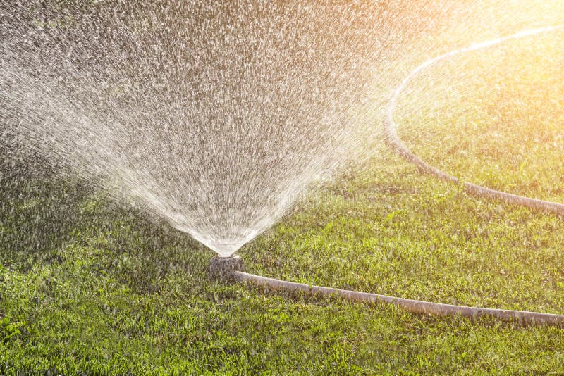The process of irrigation stock image. Image of landscaping - 145172521