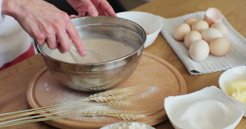 Process of Kneading Bread Dough at Home Manually,home Baking. Making ...