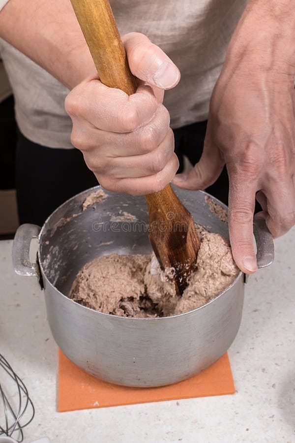 The Process of Kneading Wheat Bread Stock Photo - Image of ingredient ...