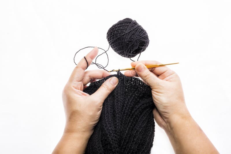 Process Of Knitting Isolated Stock Photo - Image of hobby, crochet ...