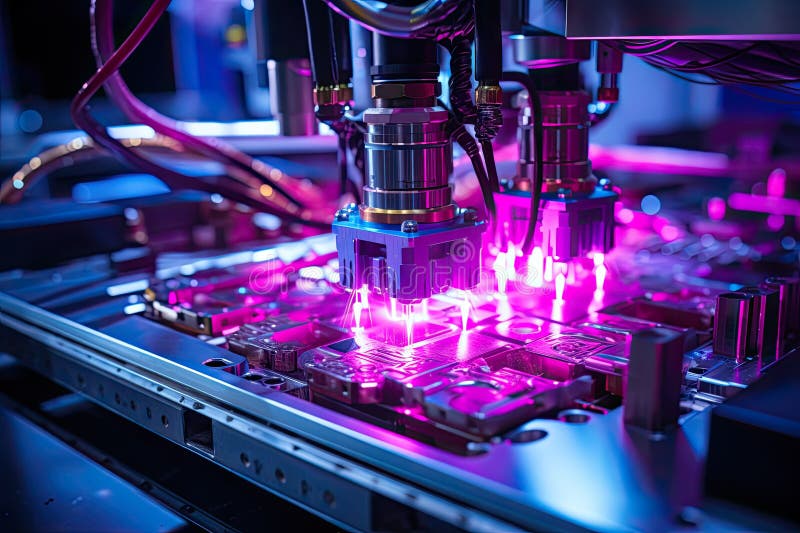 Process of Laser Manufacturing High-precision Components, Bright Color ...