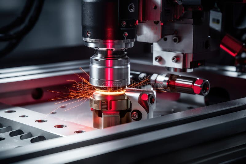 Process of Laser Manufacturing High-precision Components Stock Photo ...