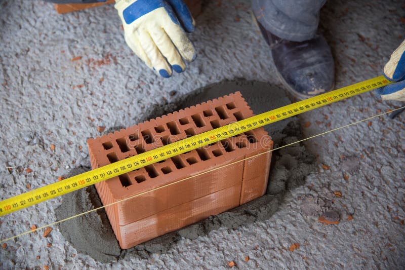 The Process of Laying Bricks on Construction Site Stock Image - Image ...