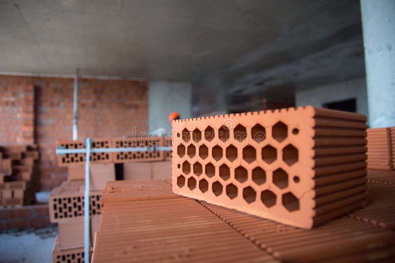 The Process of Laying Bricks on Construction Site Stock Image - Image ...