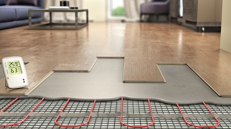 Process of Laying Laminate Panels on Floor with Underfloor Heating ...