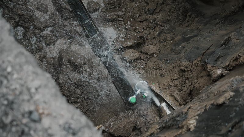 The Process of Laying a Plastic Gas Pipe Underground. Stock Video ...