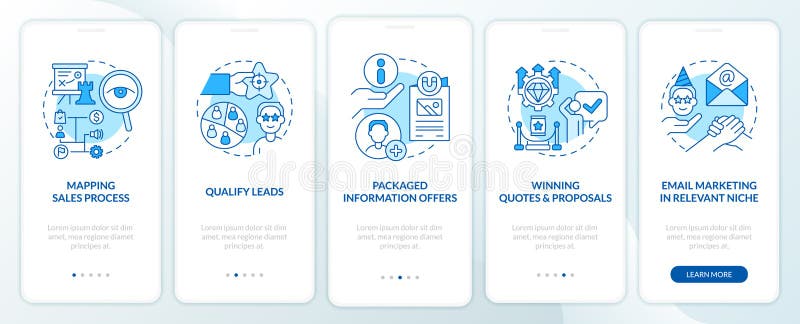 Process of Lead Conversion Blue Onboarding Mobile App Screen Stock ...