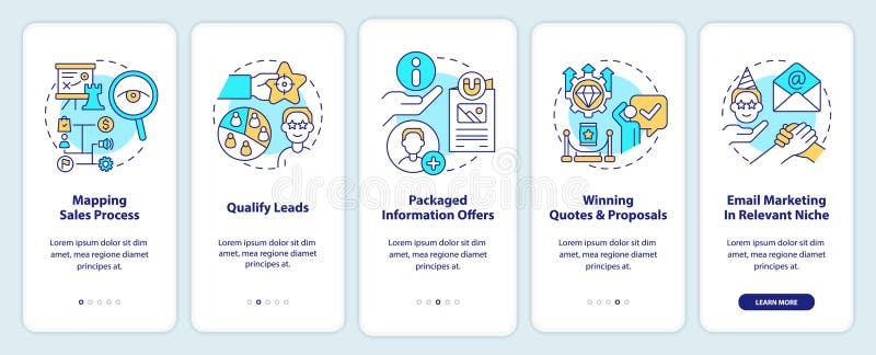 Process of Lead Conversion Onboarding Mobile App Screen Stock Vector ...