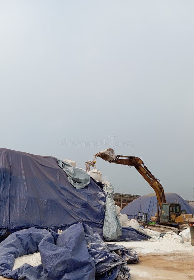 The Process of Lifting Limestone by Excavators Editorial Stock Photo ...