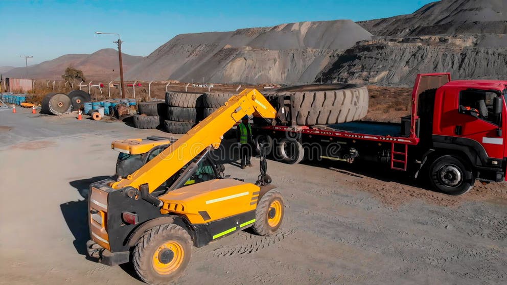 Process of Loading and Transporting Giant Tires with Heavy Machinery ...
