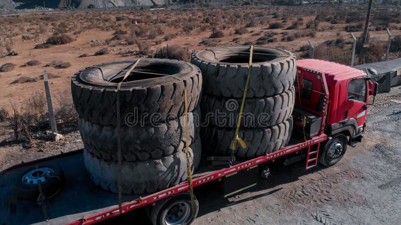 Process Loading Transporting Giant Tires Heavy Machinery Recycling ...