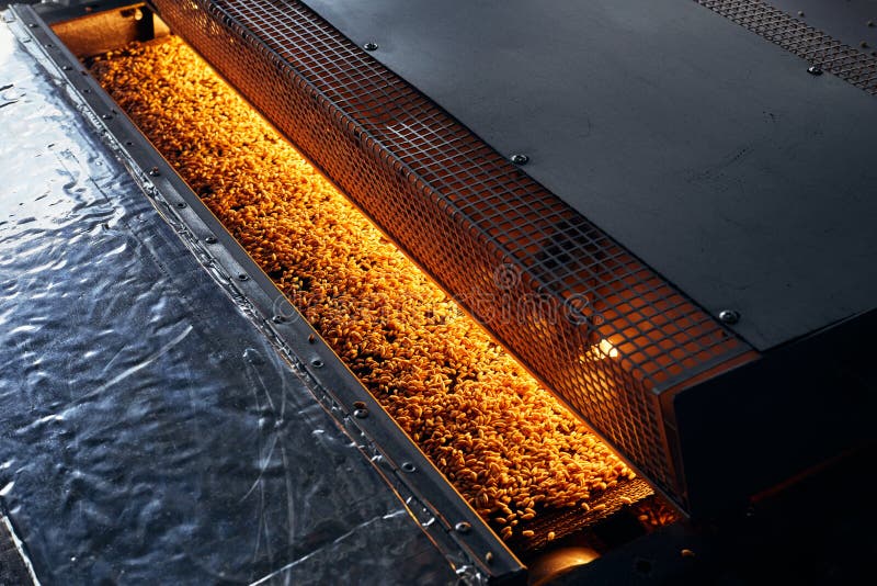 Machine Drying Wheat Grains on Conveyor Stock Image - Image of ...