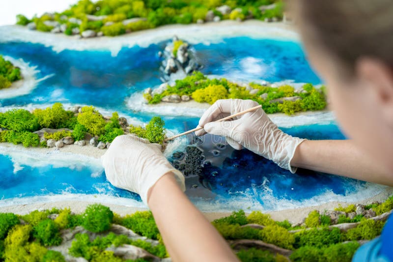 The Process of Making the Art Decor of Epoxy Resin, Natural Stones and ...