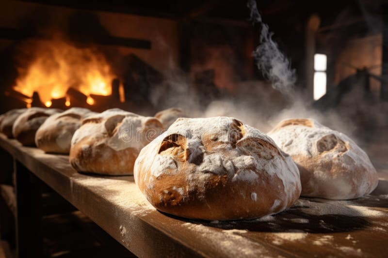 The Process of Making Bread in the Bakery Oven Stock Illustration ...
