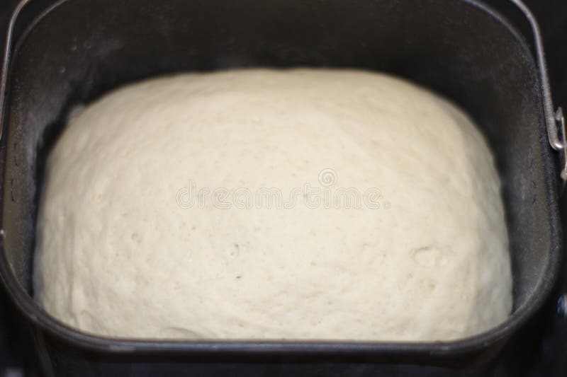 The Process of Making Bread at Home. Dough in Bread Maker Stock Image ...