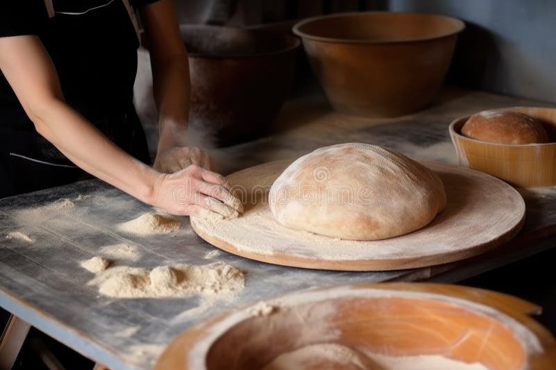 Process of Making Bread, from Kneading and Shaping the Dough To Baking ...