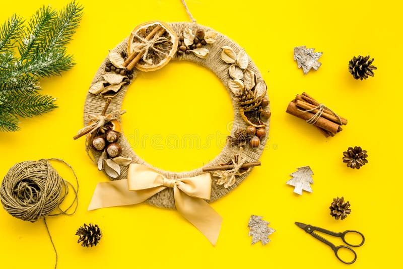 Process of Making Christmas Wreath Concept. Creative Christmas Wreath ...