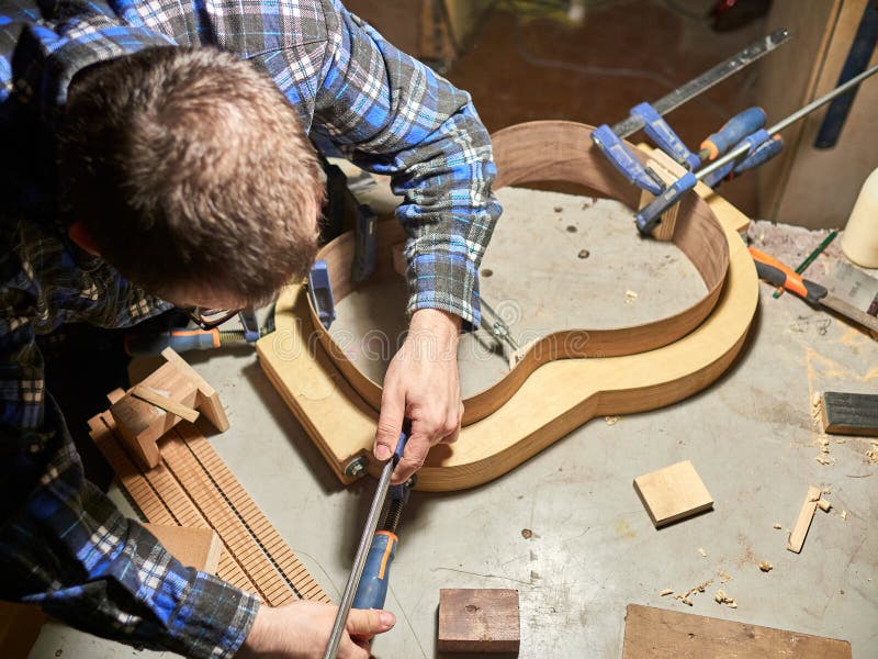 The Process of Making Classical Guitar. Stock Image - Image of people ...