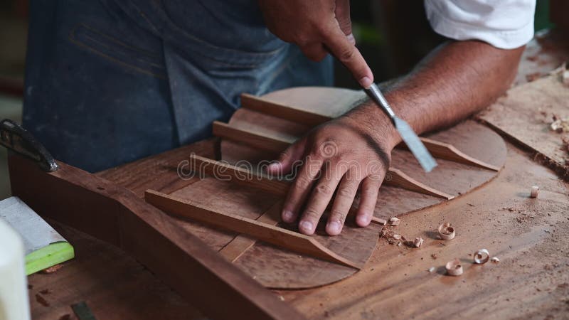 The Process of Making a Classical Guitar, Luthier Checking Guitar Stock ...