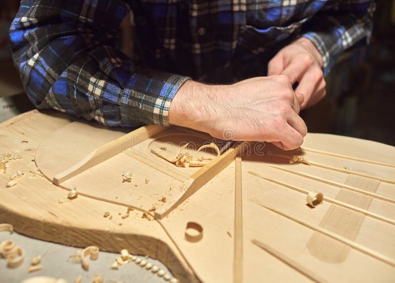 The Process of Making Classical Guitar. Stock Image - Image of manual ...