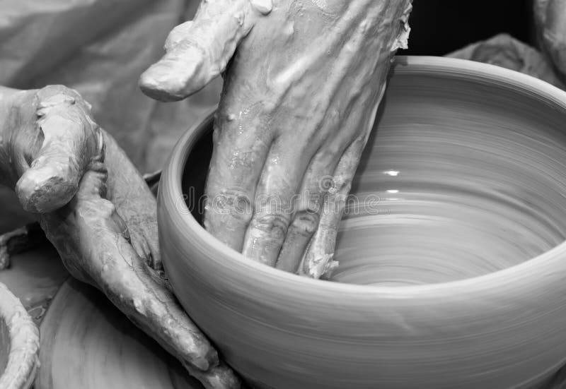 Process of Making Clay Bowl on Pottery Wheel Stock Image - Image of ...
