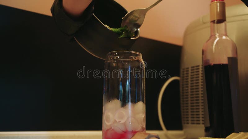 The Process of Making a Cocktail in a Restaurant Setting on a Kitchen ...
