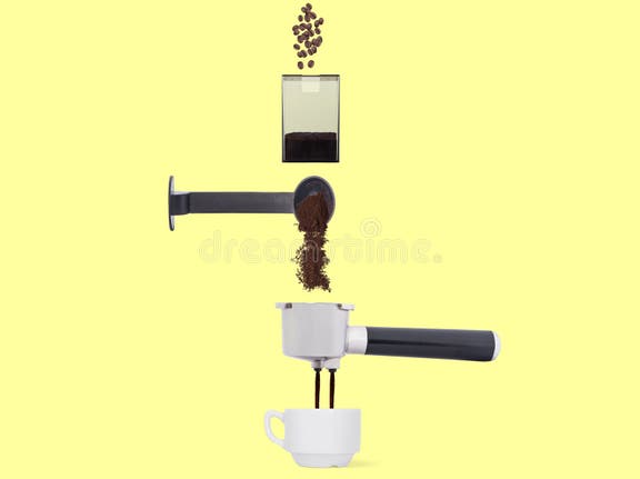 Process of Making of Coffee in the Schematic Style. Coffee Beans ...